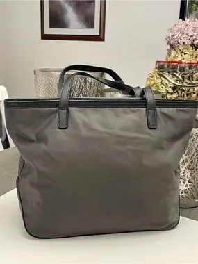 Michael Kors | Bags | Michael Kors Gray Nylon Tote With Black Trim ...